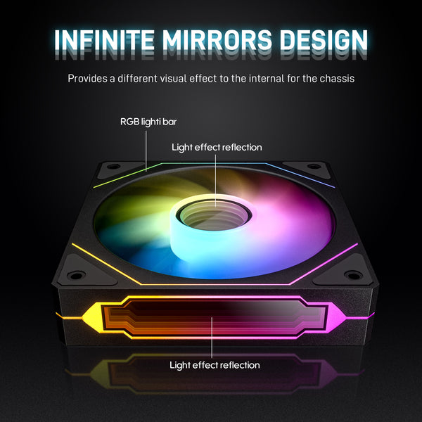 DARKROCK F120 - 3 in 1 120 mm Infinite Mirror Design Case Fans ...