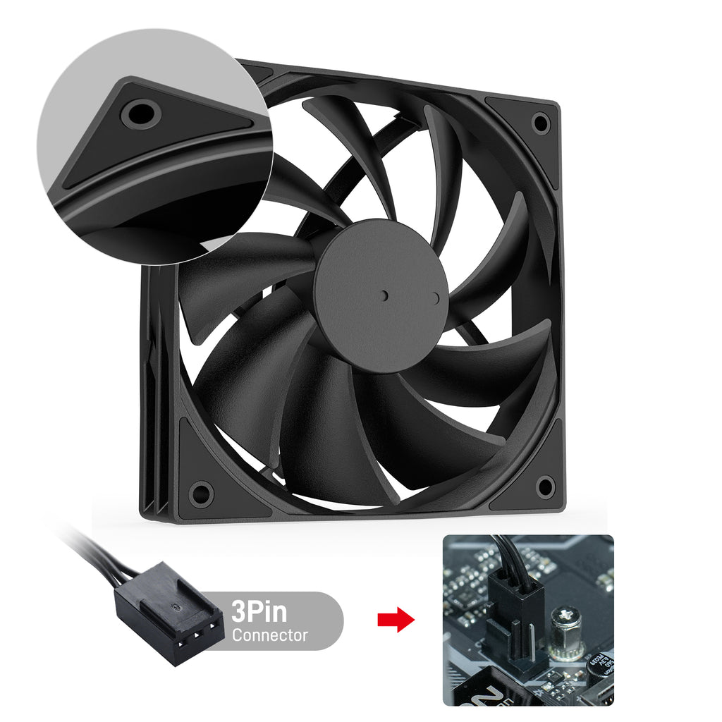 DARKROCK 3-Pack 120mm Black Computer Case Fans High Performance Coolin ...