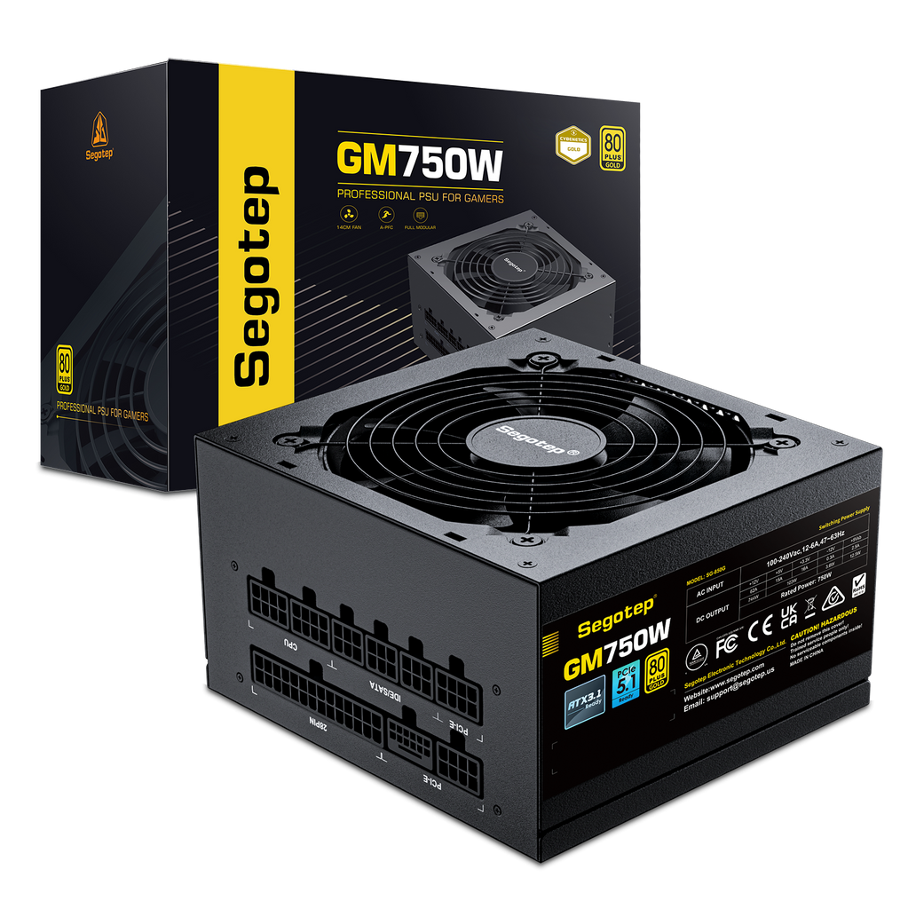 Segotep 750W PCIe 5.1 Full Modular 80 Plus Gold PSU ATX 3.1 Gaming Pow ...