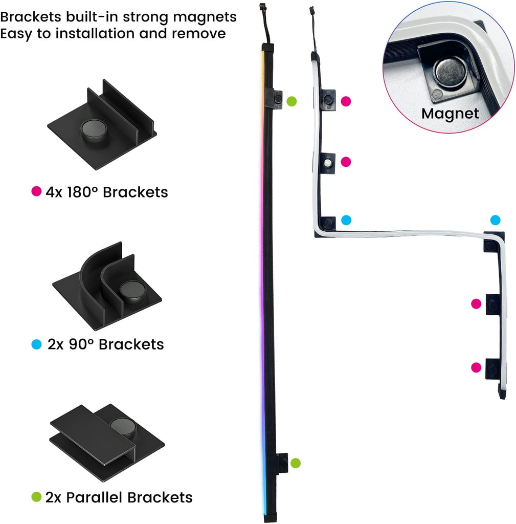 Vetroo Magnetic LED Strips for PC, 21.7 inches 5V 3PIN Addressable RGB ...