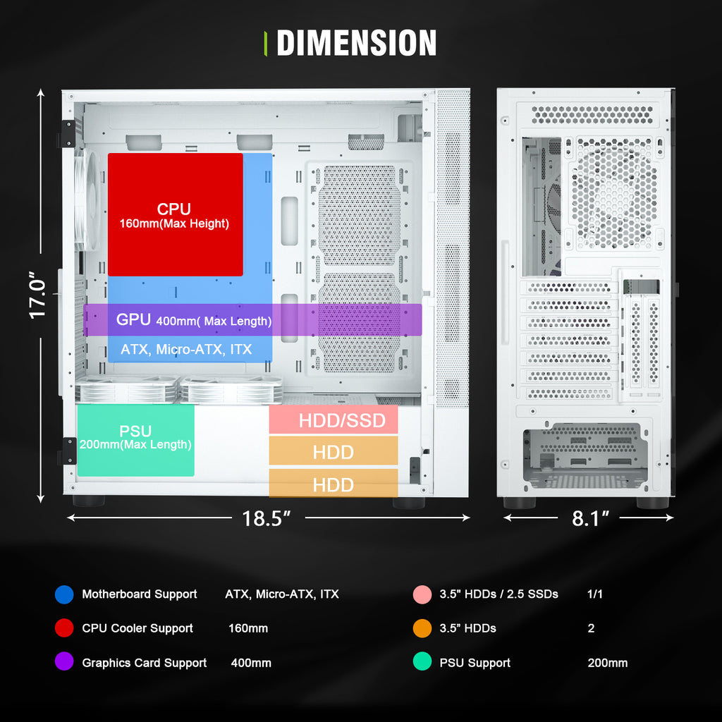 AL600 ATX Gaming PC Case, with 6 Fans – darkflashus