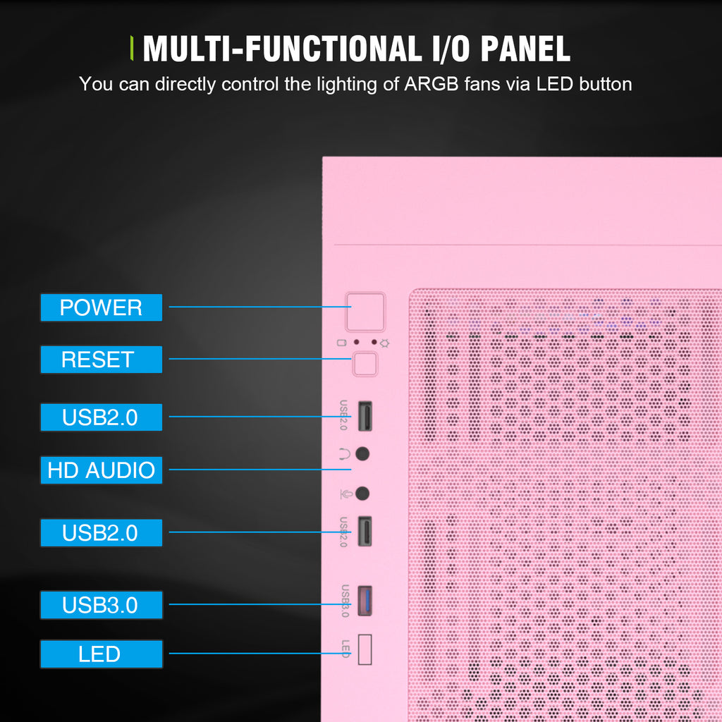 AL600 ATX Gaming PC Case, with 6 Fans – darkflashus